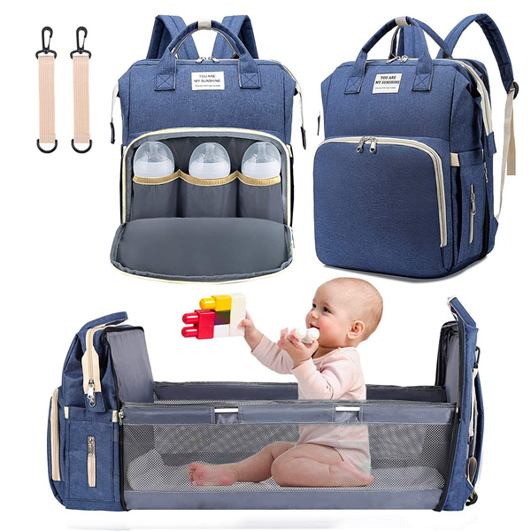 3 In 1 Diaper Bag Backpack with Changing Station, 2021 Travel Bassinet ...