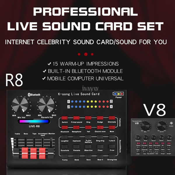 R8/V8 Voice Changer Sound Mixer Board For Live Sound Card Multiple ...