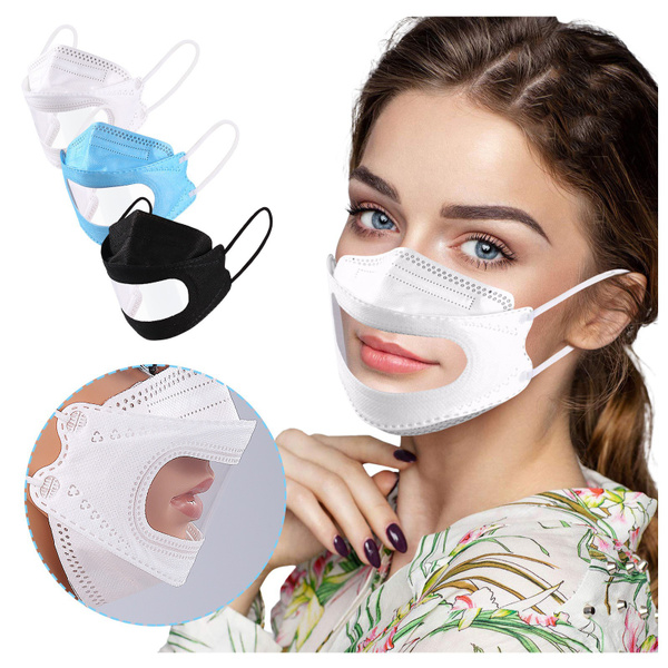Adult Solid Color Disposable Face Mask with Clear Window Windproof ...