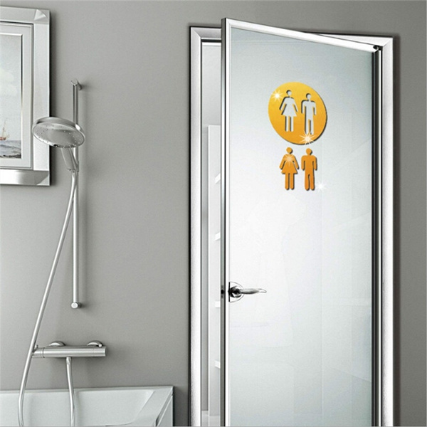3D Mirror Surface Sticker Name Funny Toilet Entrance Sign DIY Toilet ...