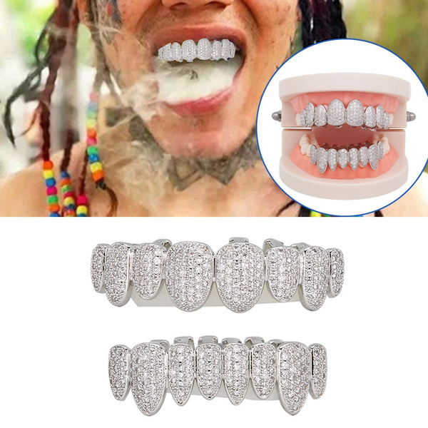 Grillz Teeth Set Hip Hop Prop Grillz Teeth Decoration for Halloween ...