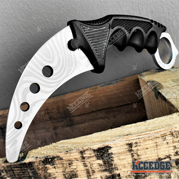 7 5 Silver Fixed Blade Knife STEEL BLADE Karambit Trainer Dull Safety 7-5-silver-fixed-blade-knife-steel-blade-karambit-trainer-dull-safety