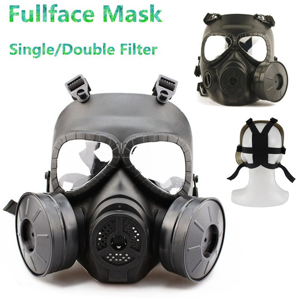 Full Face Mask Maschere Single/Double Filter Gas Mask Fan Perspiration ...