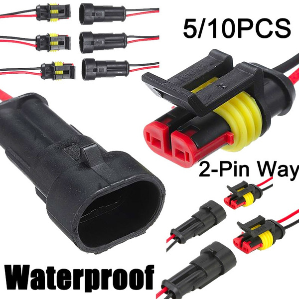 5/10 PCS Universal 2 Pin Way Car Sealed Waterproof Electrical Wire ...