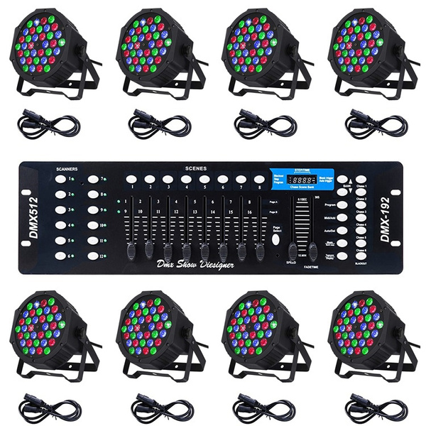 LED Stage Lights DMX, 8pcs 36x3W RGB Par Can Lights with Remote ...