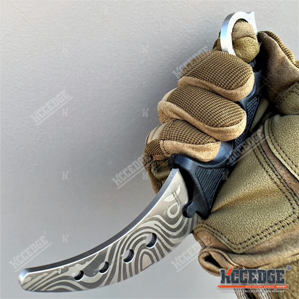 7.5" Fixed Blade Knife STEEL BLADE Karambit Trainer Dull Safety Edge ...