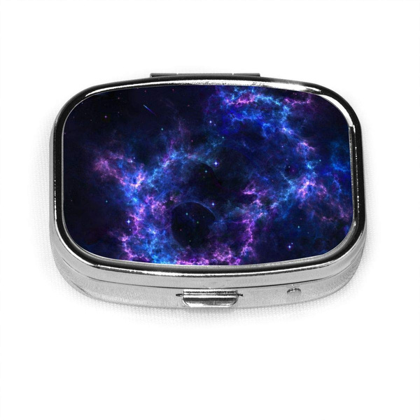 Galaxy Nebula Square Pill Box Organizer Medicine Vitamin Holder with 2 ...