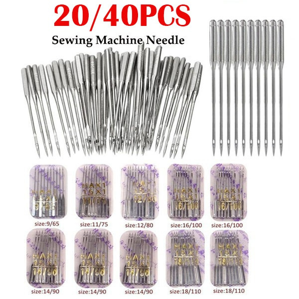 20/40PCS Count Sewing Machine Needles Universal Regular Point Sizes ...