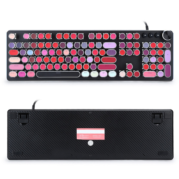 Mechanical Keyboard Cute Lipstick Wired White Backlight Vintage ...