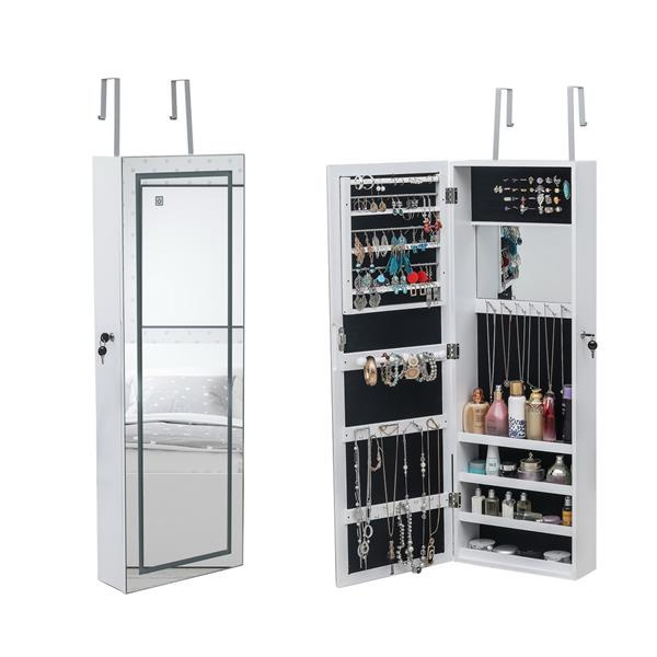 Full Mirror Wooden Wall Mounted 4-Layer Shelf With Inner Mirror 3-Color ...