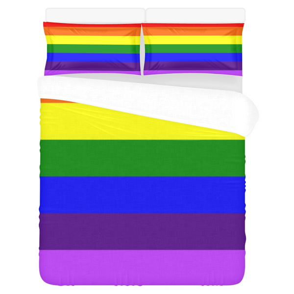 Rainbow Flag (Gay Pride - LGBTQIA+) 3-Piece Bedding Set 86"x70 | Wish