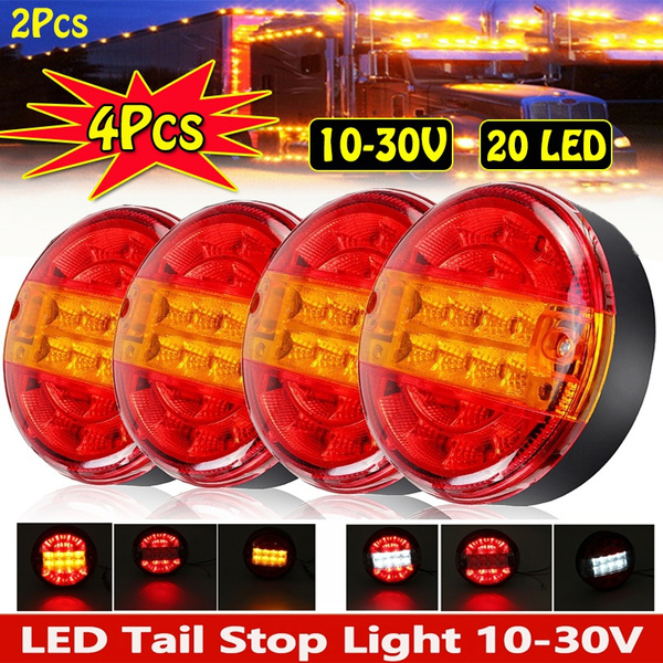 4Pcs 2Pcs 10-30V 20 LED Auto LED Rear Tail Light Hamburger Brake Stop ...