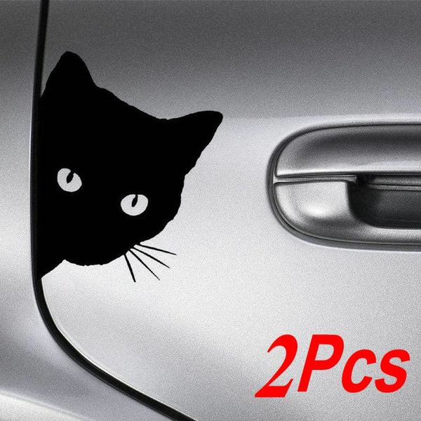 2Pcs Cat Face Peeping Car Sticker Pet Cat Funny Car Window Decal | Wish