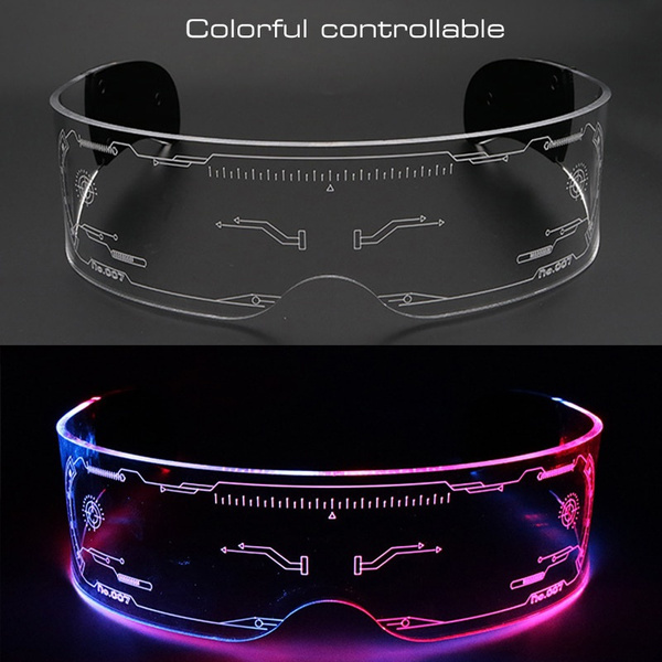Cyberpunk 7 Color LED Light Cosplay Party Bar Glasses Luminous Goggle ...