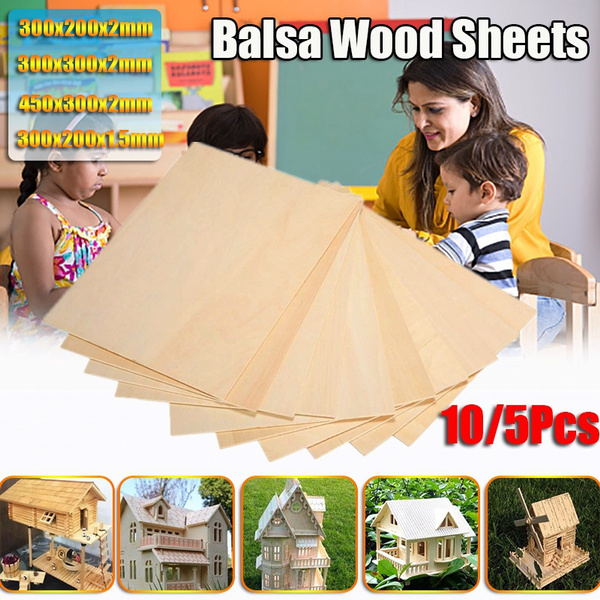 10/5Pcs 2/1.5Mm Balsa Wood Sheets Wooden Plate For House Ship Craft ...