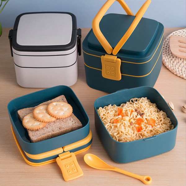 Double-layer Portable Portable Lunch Box With Lid Microwave Oven Food ...