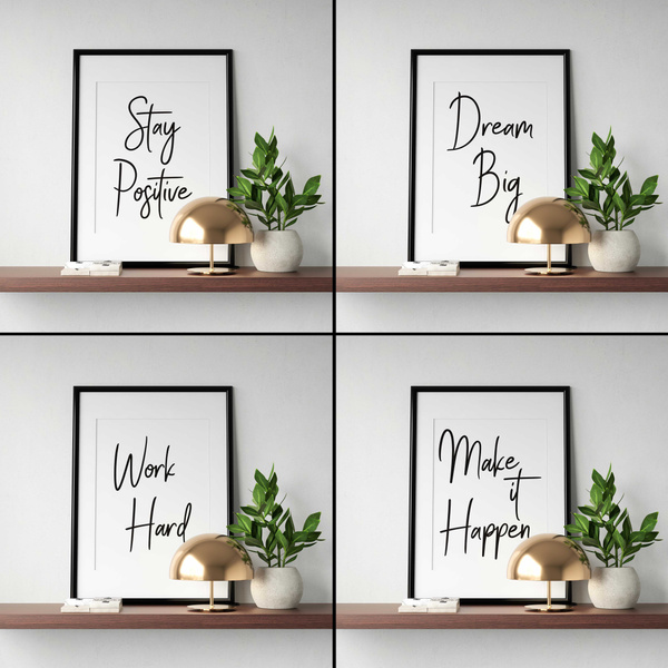 4 Panel Motivational Quotes Stay Positive Dream Big Work Hard Make it ...