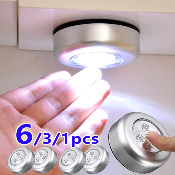 6/3/1PCS LED Cabinet Light Touch Control Round Closet Light Wall Light ...