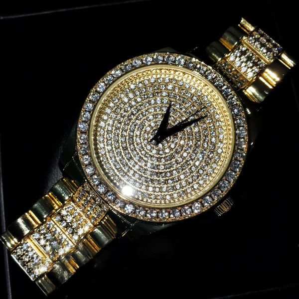 Men's Hip Hop Gold Pt Luxury Lab Diamond Watch | Wish