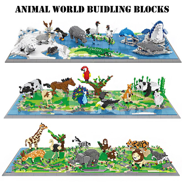DIY Zoo Building Blocks Animal World Diamond Model Technical Education ...