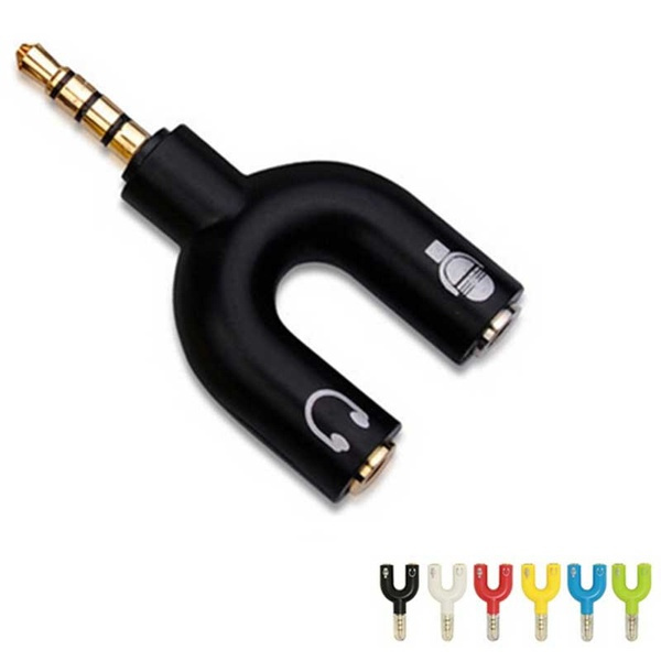 3.5mm Stereo Splitter Audio to Mic Headset Jack Plug Y Adapter | Wish