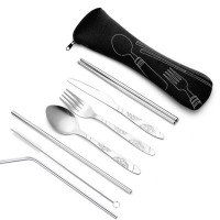 7pcs/ Set Portable Lunch Tableware Cutlery Set Stainless Steel Spoon ...