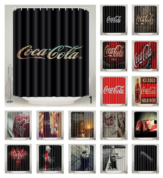 Custom Coca Cola Waterproof Polyester Fabric Shower Curtain 180 x 180cm ...