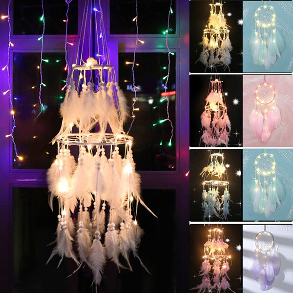 Dream Girl LED Starlight Dream Catcher, Romantic Feather Dream Catcher ...