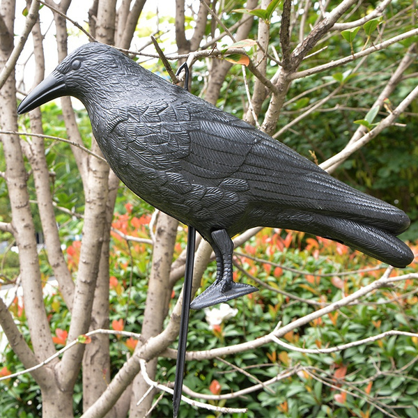 New Black Plastic Raven Hunting Lure Garden Bird Deter Scarecrow Mice ...