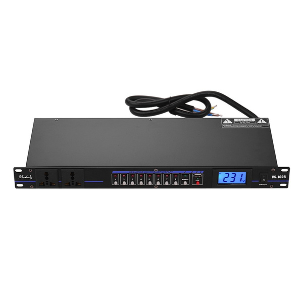 Muslady VS-1028 10-outlet Rack Mount Power Sequence Controller Conditioner Surge Protector Power ...