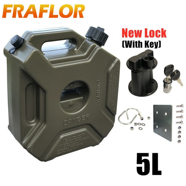 Updated Lock With Key 5L Green Fuel Tank Spare Plastic Petrol Oil Can ...