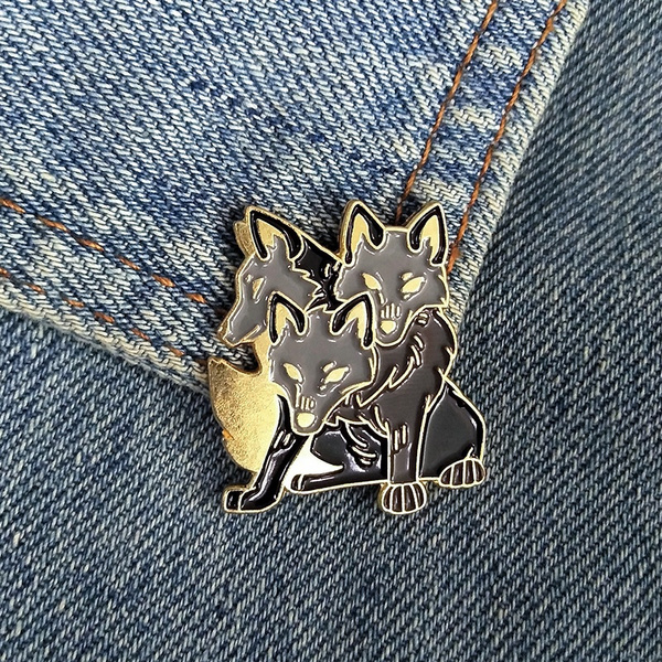 Enamel Pins Cerberus of Greek Mythology Vintage Dark Wolf Animal Badge ...