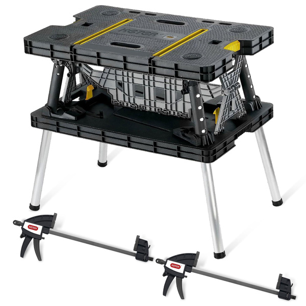 Keter Portable Folding Table Tool Storage Stand Workbench Sawhorse w ...