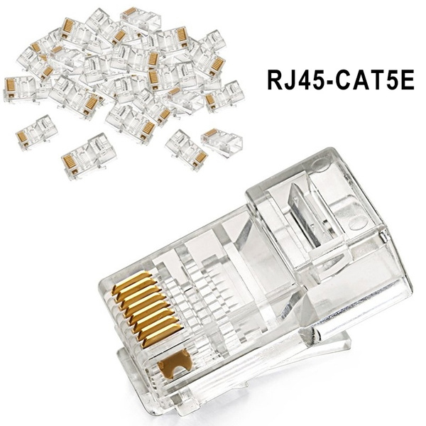 50PCS RJ45 Connector Cat5E Cat6 Crimp Modular Connector Ethernet ...