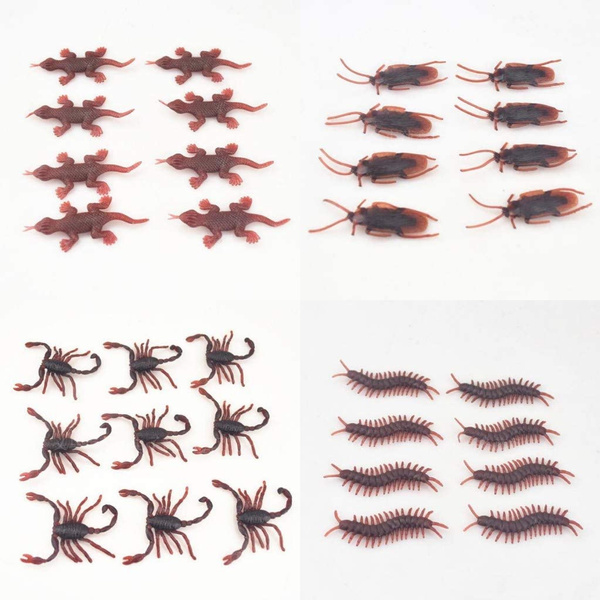 200 Pieces Plastic Realistic Bugs Trick Joke Toys Scary Insects Fake ...