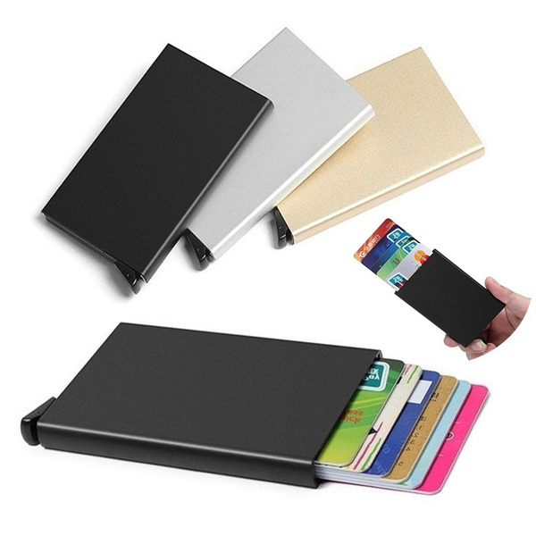 Men Women Fashion Credit ID Card Holder Metal Card Case Travel Card ...