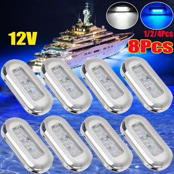8/4/2/1Pcs 12V Yacht Marine Boat Flush Mount Clear Lens LED Oblong ...