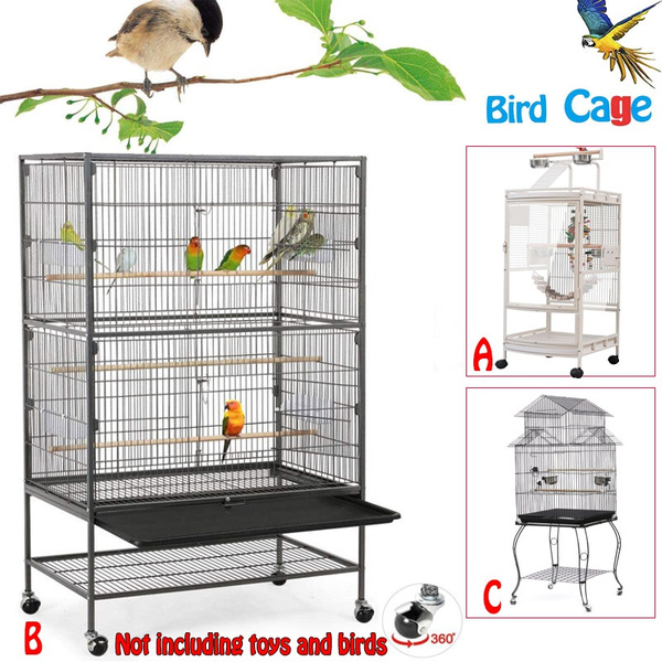 3 Types Bird Cage with Stand Wrought Iron Construction Pet Bird Cage ...