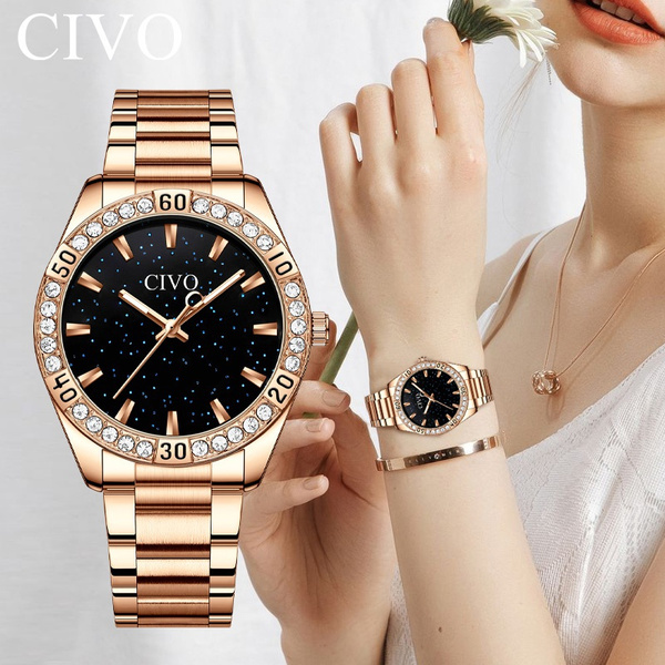 CIVO Ladies Watches Women Quartz Wrist Watch Stainless Steel Rose Gold ...