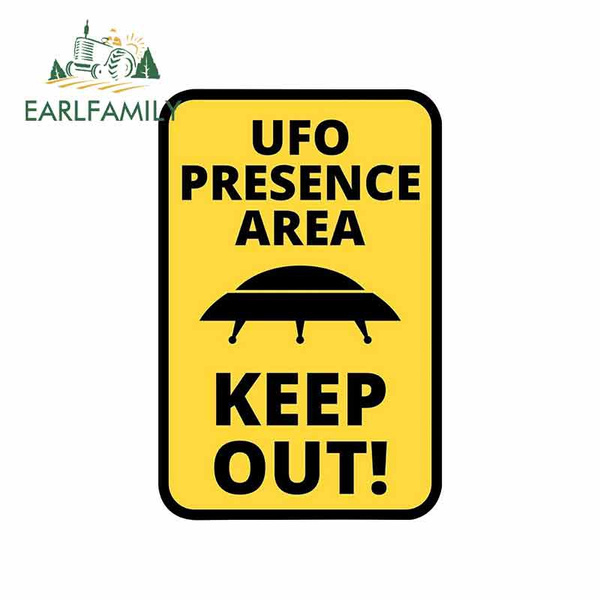 13cm x 8.6cm Car Sticker Warning Sign Danger Alien UFO Presence Keep ...