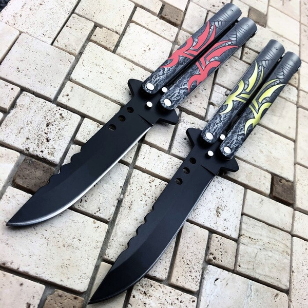 USA SELLER FAST SHIPPING Spider Crimson Spider Web Balisong Flip Sharp ...