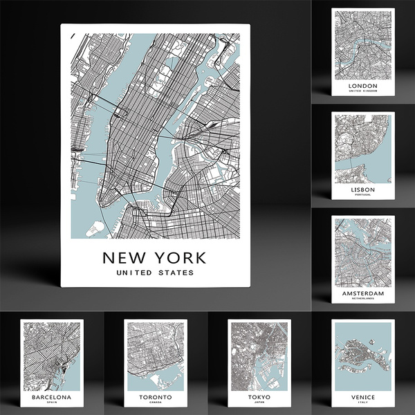 120 World Famous Capital or Cities Maps Wall Poster Modern Design New ...