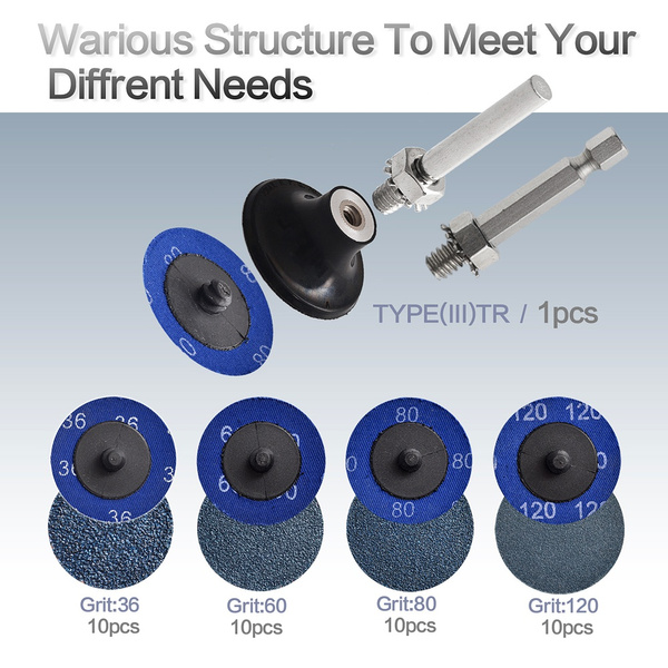 41Pcs Quick Change Discs set,2 inch Zirconia Sanding Discs with 1/4 ...