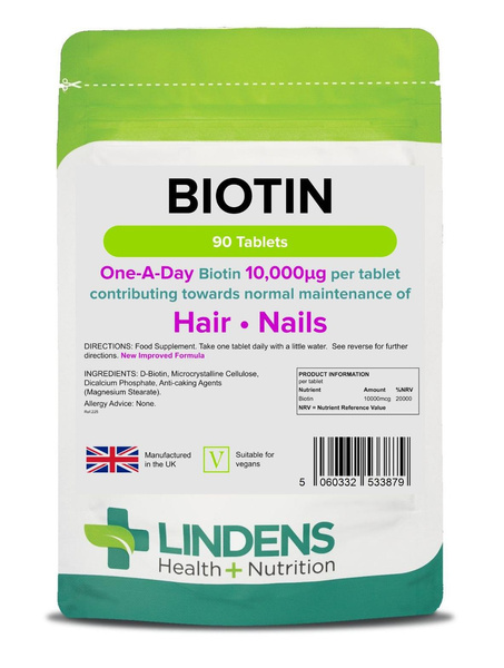 Lindens Biotin Tablets 10000mcg X 180 Double Pack High Strength Vitamin ...