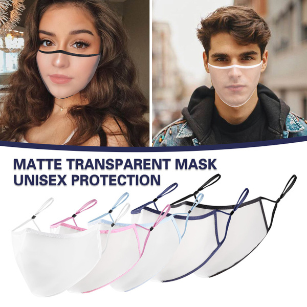 1PC Adult Unisex Face Mask Lip Language Scrub Transparent Mouth Mask ...