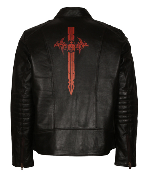 Jesus Christ Cross Skull Printed Mens Genuine Sheep Skin Quilted ...