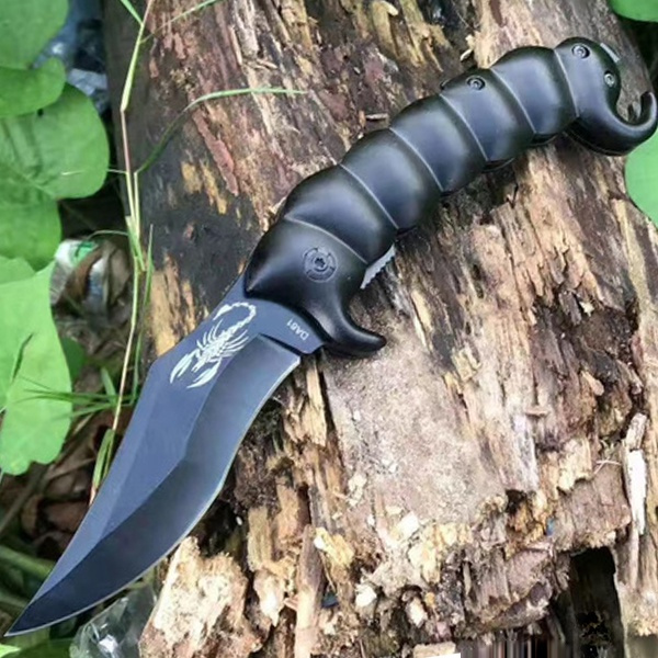 outdoor knife Spring Assisted Knife Scorpion tail Tactical Camping ...