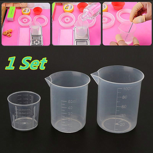 3Pcs DIY Epoxy Resin Plastic Measuring Cups Set 30 50 100ML For Jewelry ...