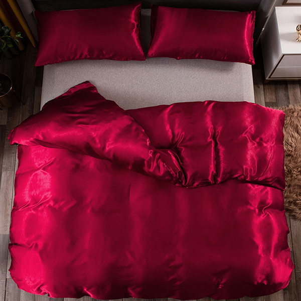 8 Colors Luxury Imitation Silk Bedding Set 2/3 Pcs/ Set Duvet Cover ...