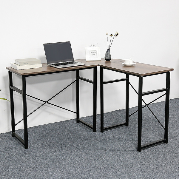 L-Shape Wood Computer Desk Corner Laptop Table Workstation Home Office ...
